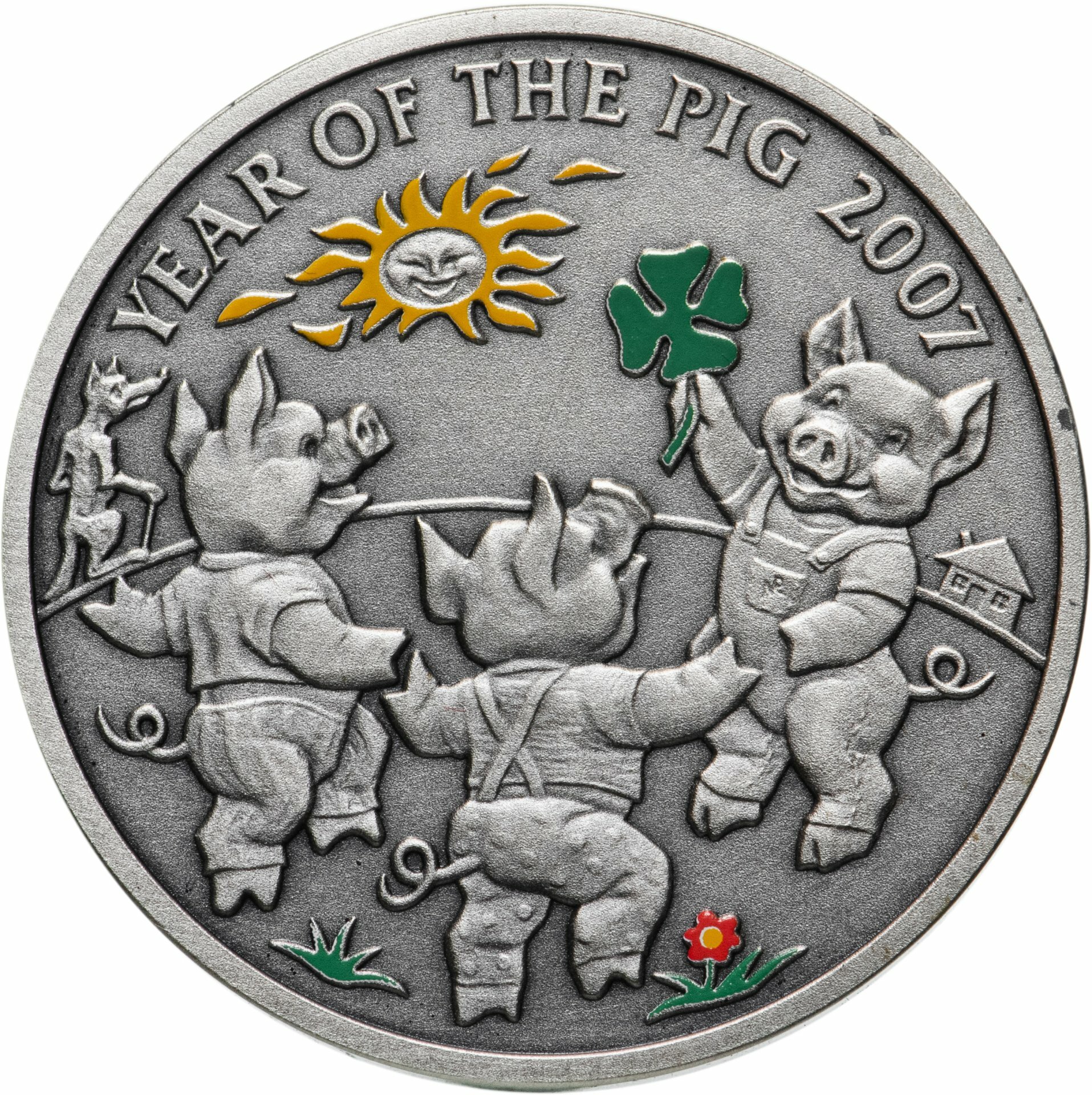 Ниуэ 1 доллар dollar 2006 UNC "Китайский гороскоп - год свиньи кабана - Три поросёнка", Серебро 925