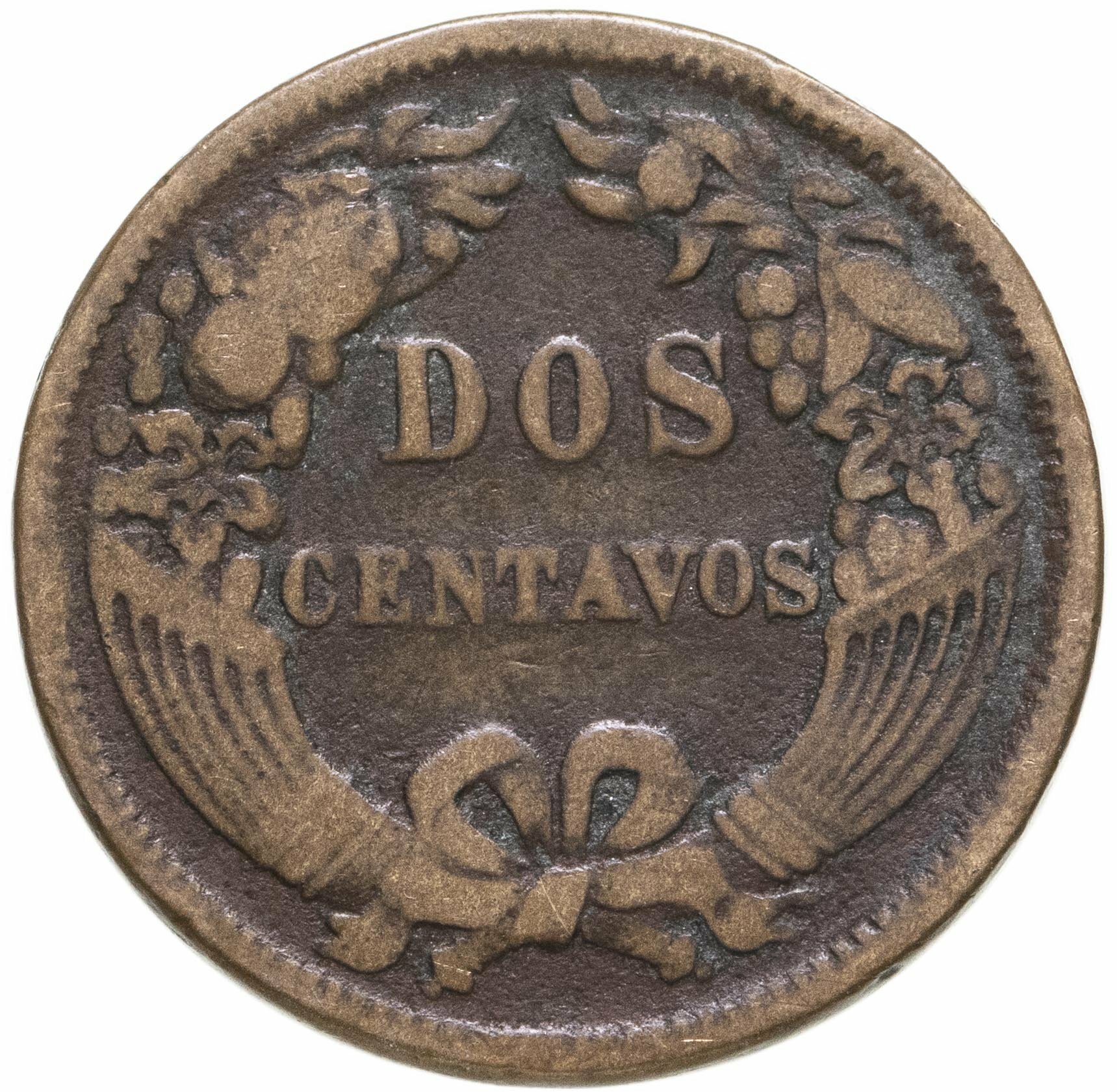 Перу 2 сентаво centavos 1879, Бронза, в сохранности VF