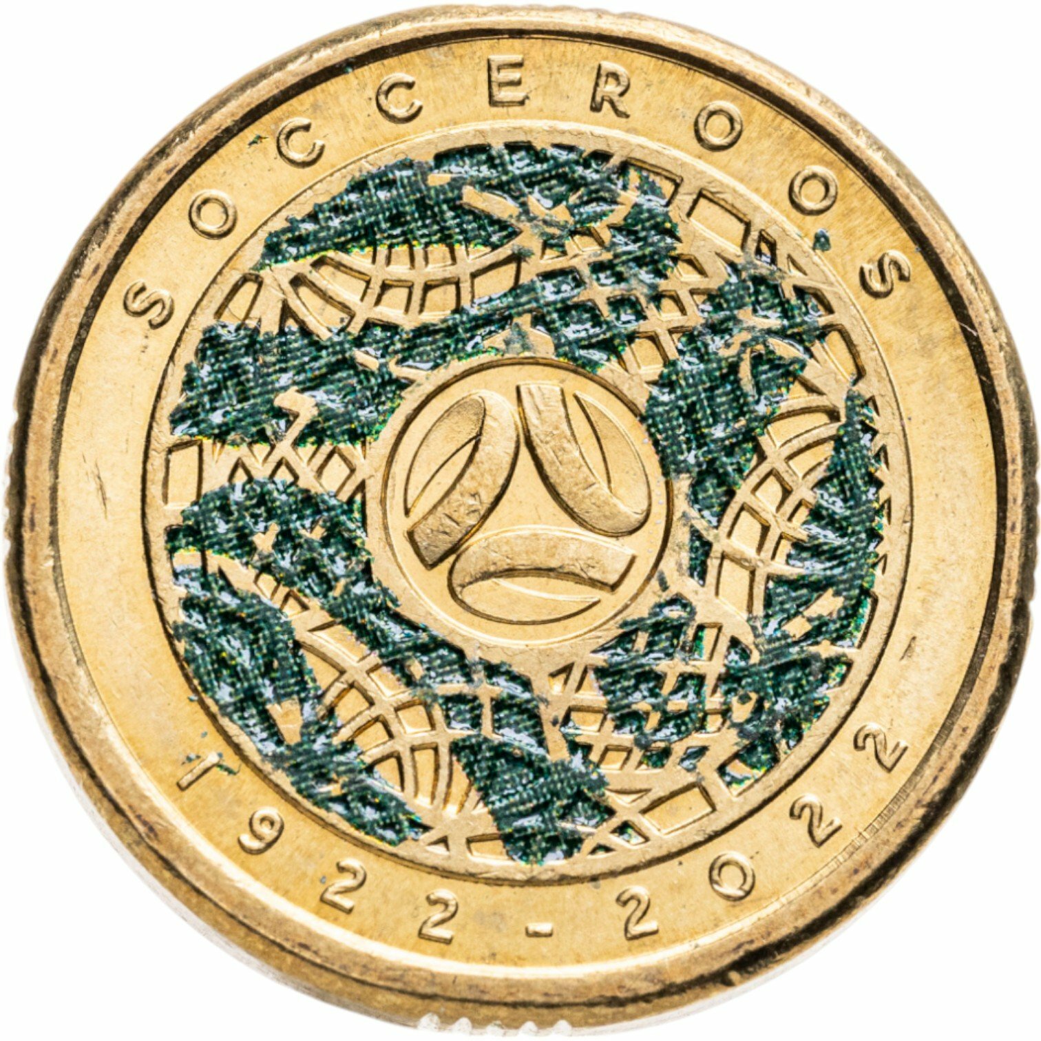 Австралия 2 доллара 2022 "100 лет сборной Австралии по футболу" цветная, Бронза, в сохранности UNC