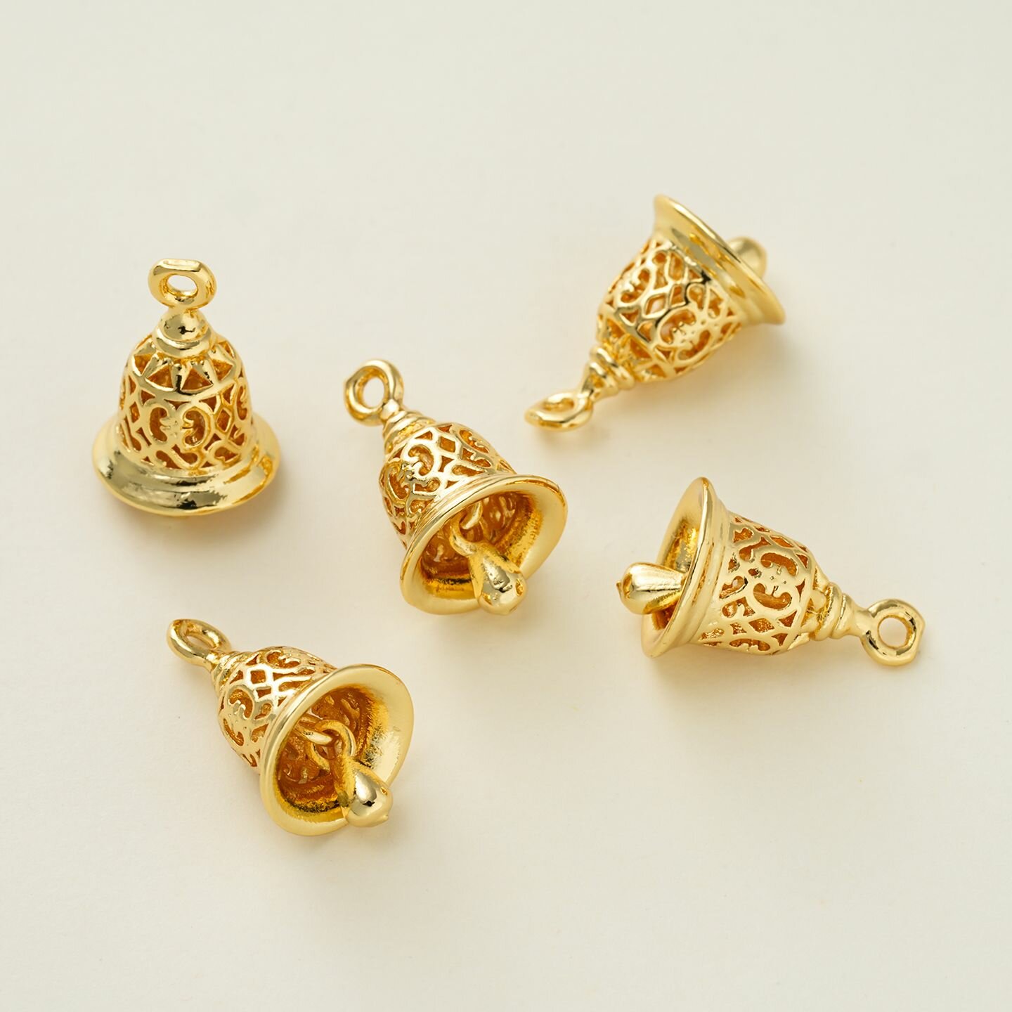 Звонкие бубенчики - колокольчики Цвет 18k-золотистый 9.5*16 мм 2 шт