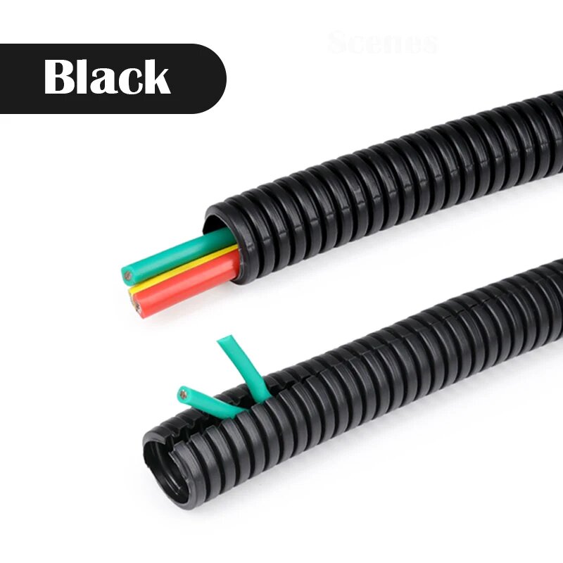 Гофрированная труба для проводов черная, AD 15.8 x ID 12mm, 1 метр