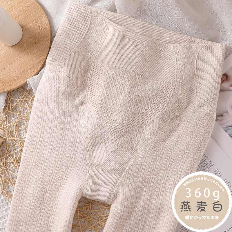 Хлопковые и льняные колготки в японском стиле для женщин, осень и зима, слегка компрессионные, стройнящие ноги, ребристые эластичные леггинсы, плотный однотонный цвет, высокая талия