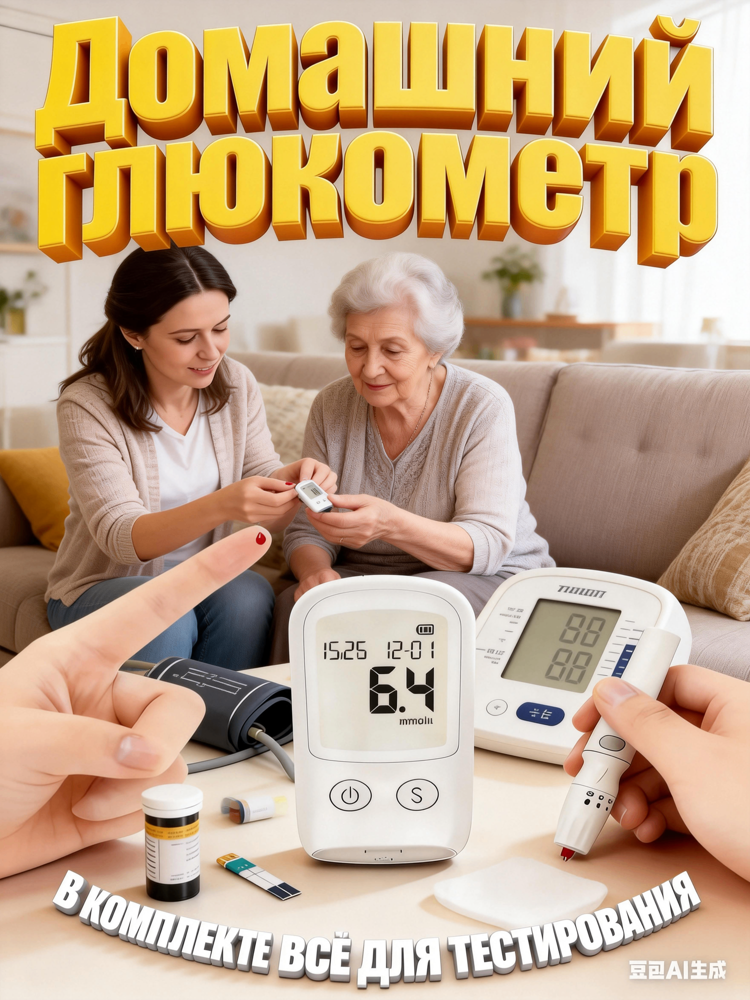 Глюкометр "Сателлит Экспресс", с полосками и ланцетами в комплекте