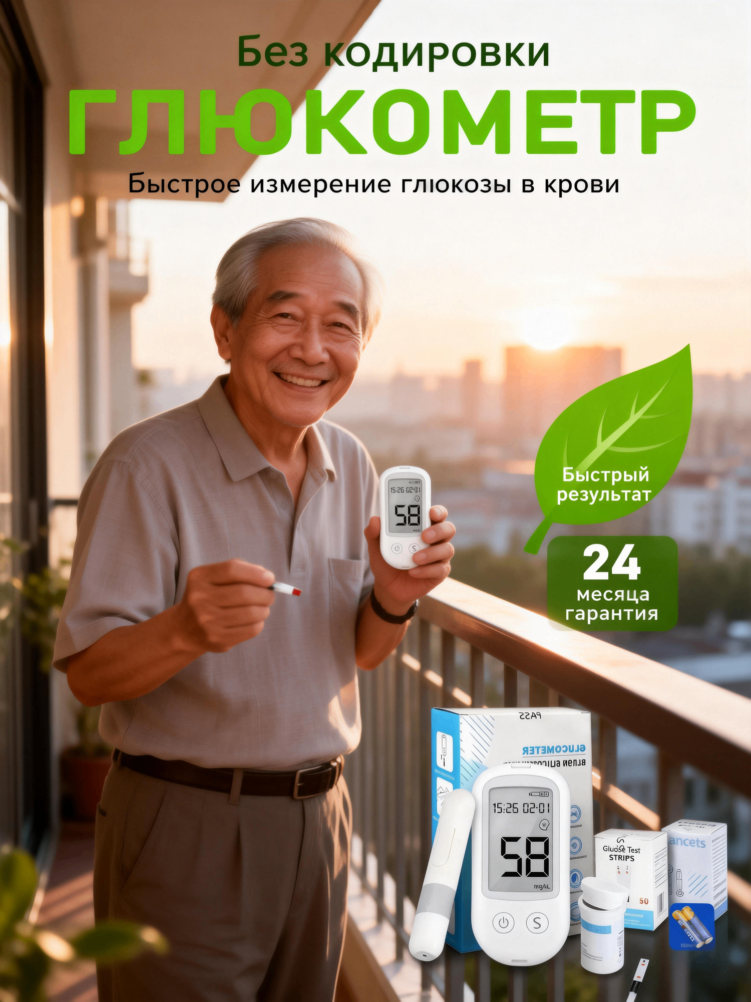 Глюкометр "Сателлит Экспресс", с полосками и ланцетами в комплекте