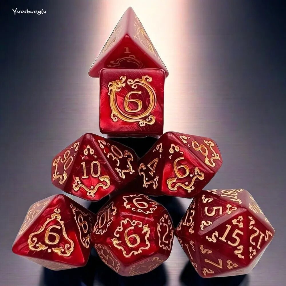 Yunzhonglu Кости игральные, дайсы, кубики для DnD (ДнД) 7 шт