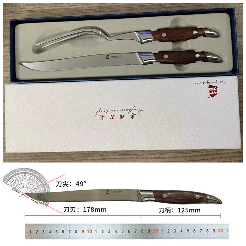 Набор ножей, вилок и тарелок для приготовления стейков, теппаньяки, декоративные столовые приборы для теппаньяки, прямая вилка, нож для нарезки говядины в западном стиле.
