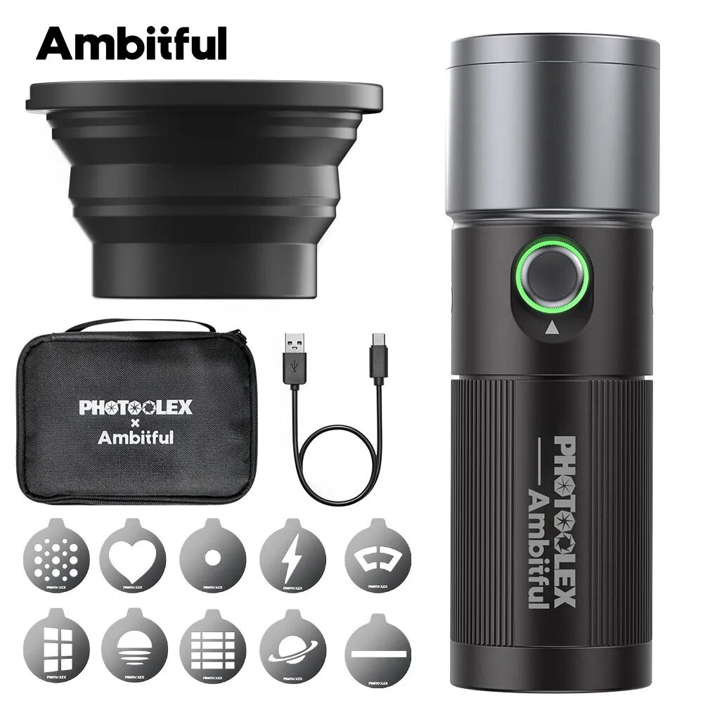 Студийный фонарик Ambitful 10 Вт для проекционной фотосъемки с фокусировкой