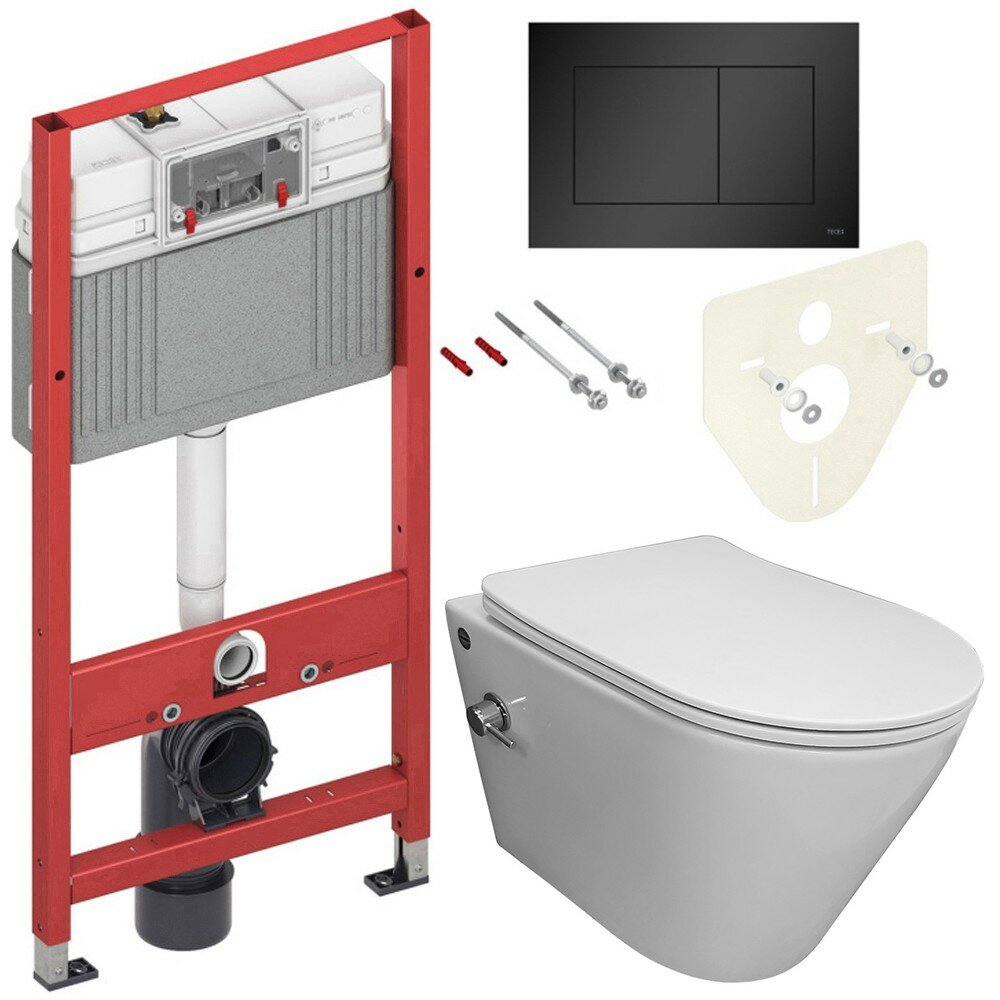Инсталляция TECE 9400401-9240407 + унитаз Bloomix Enjoy AD1304SB Ceramic+ безободковый с функцией биде и смесителем