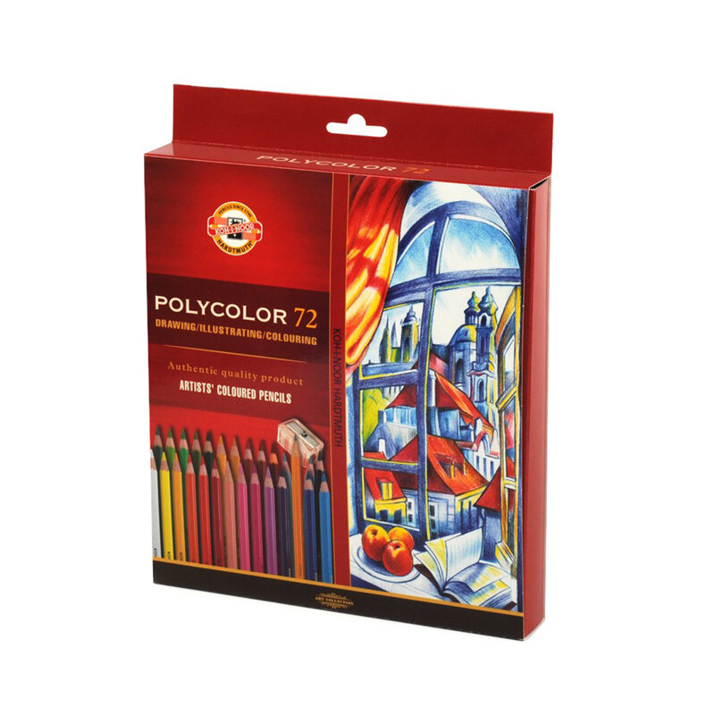 Карандаши цветные художественные Koh-I-Noor "Polycolor 3837", 72цв, заточен.+ 2 точилки+3 ч/гр. кар. 1500, картон, европодвес