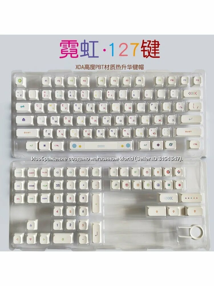 Кейкапы для механической клавиатуры Неон, 127 шт, PBT, сублимационная печать, XDA-профиль, ENG + RU (в коробке)