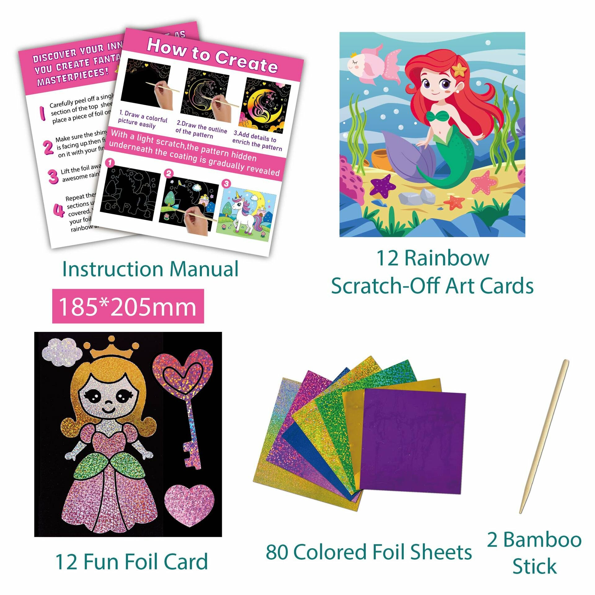 2026 Новейший набор для рисования принцесс серии магического искусства, детский мультяшный DIY, цветной трансферный скретч-арт
