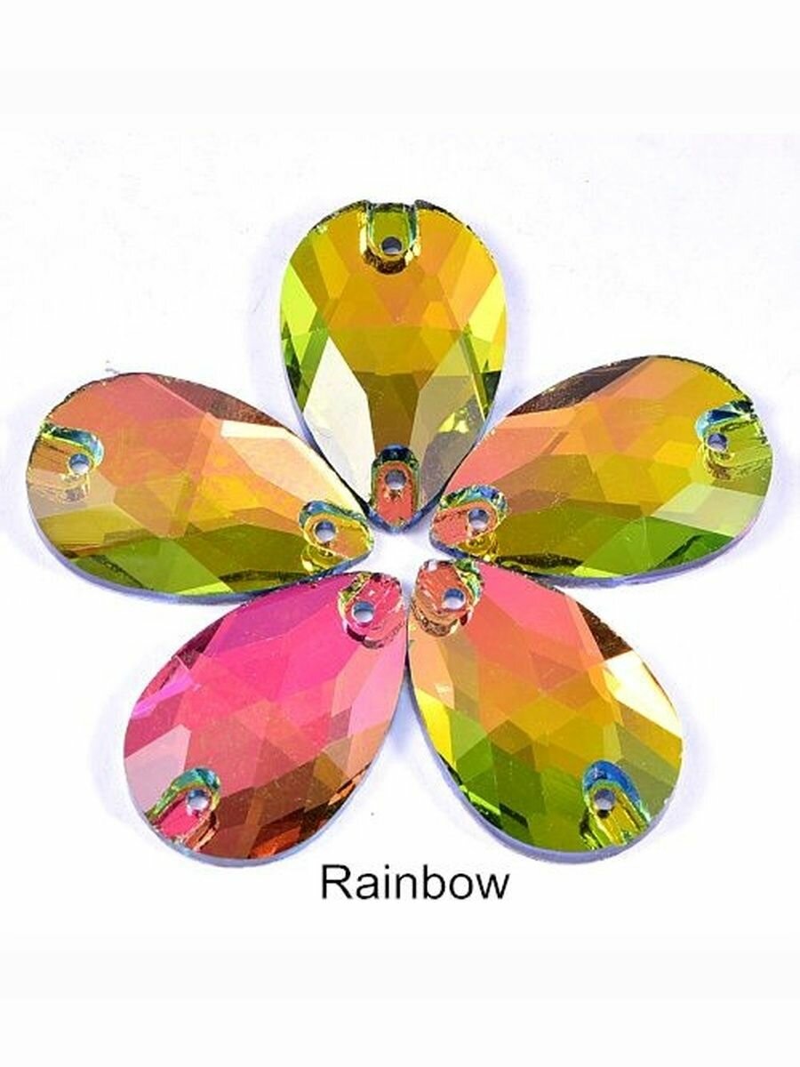 28 штук Rainbow Стеклянный ручной шов в форме капли для украшения упаковки одежды 11x18 мм