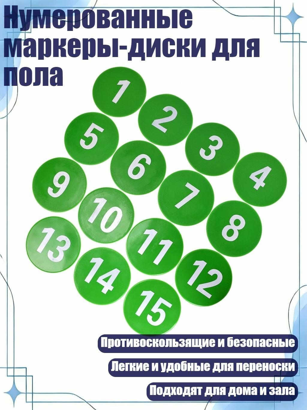 Нумерованные маркеры-диски для пола, Зеленый