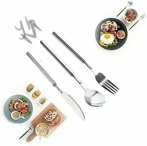 Набор вилка и ложка для салата TH8QVLBTAN 3 предм. серебристый