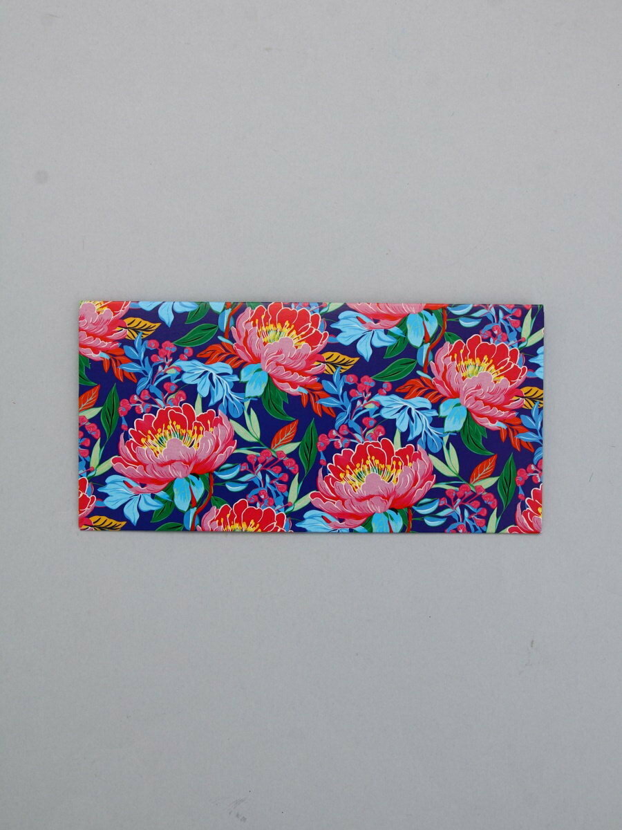 Конверт для денег "Цветы", яркие на синем, 16.5 x 8 см, размер упаковки: 16.5 x 8 x 0.1 см, 10 шт.