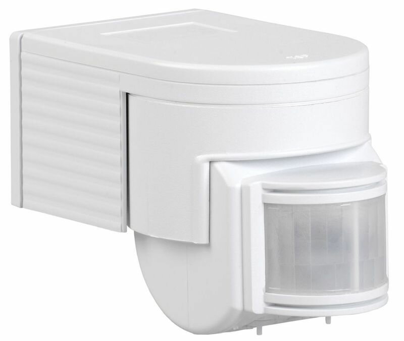 Детектор движения IEK ДД 012, 1100 Вт, угол обзора 180 градусов, дальность 12 м, IP44, белый