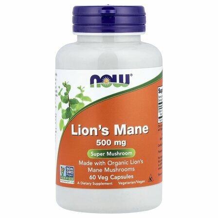 NOW Foods Lion's Mane 500 mg (60 веганских капсул)