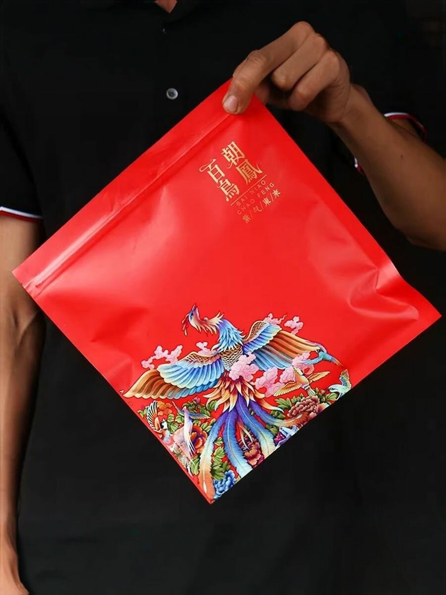 Пакет для пуэра под блин 357гр дой-пак подарочный, красный фольгированный Зип-лок пакет для хранения чая, 24*25 см