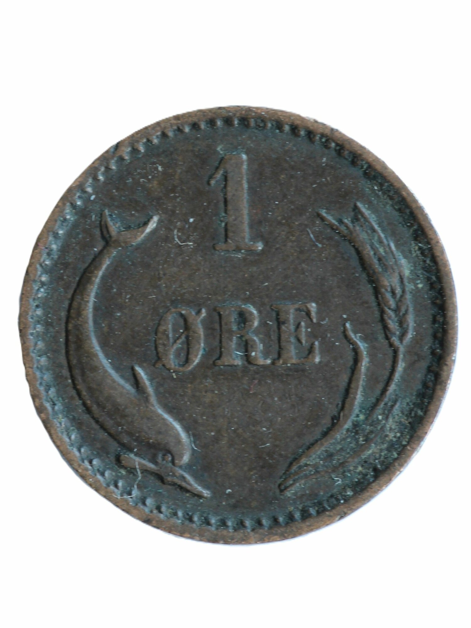 Подлинная монета Дания 1 эре 1894 год Кристиан IX