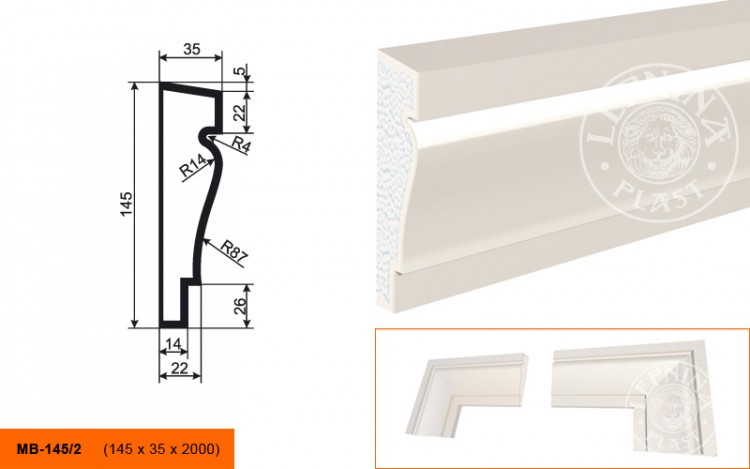 Фасадный Молдинг Lepninaplast MB-145/2 В145хШ35хД2000 мм / Лепнинапласт