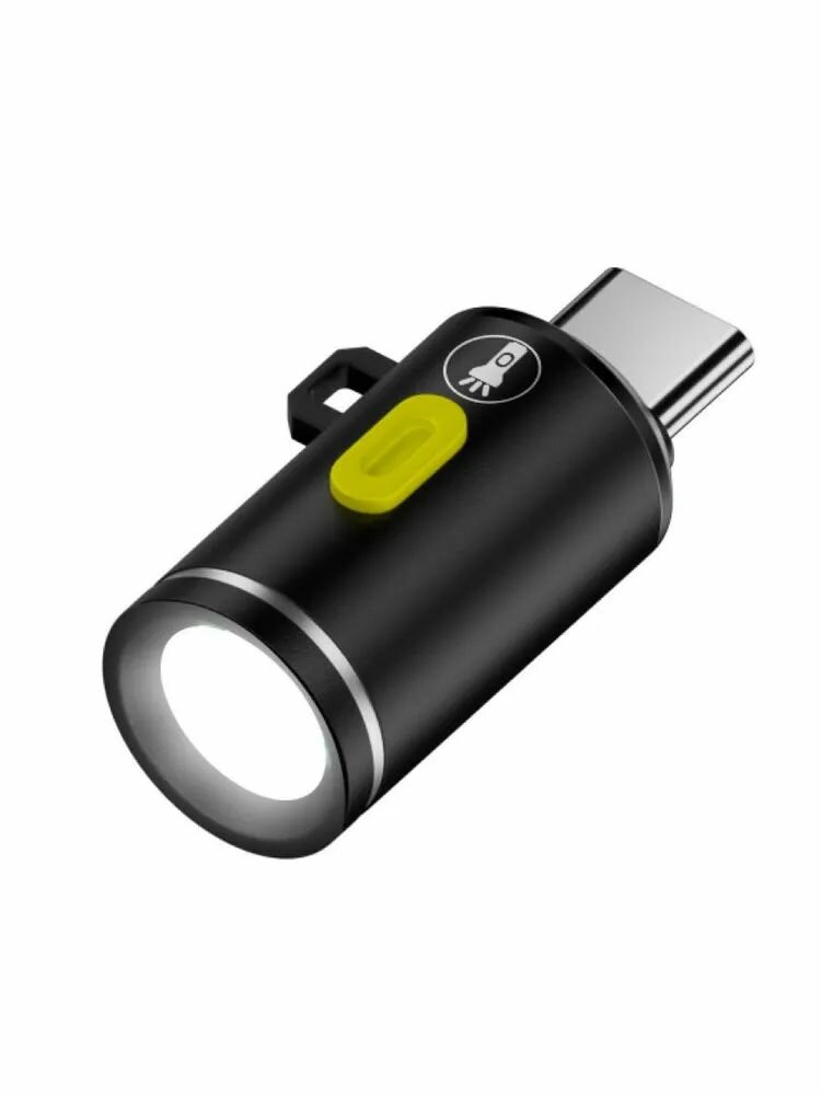 Фонарь-брелок, чёрный, ударопрочный, IP40, питание от блока питания, USB-C, мощность 1 Вт