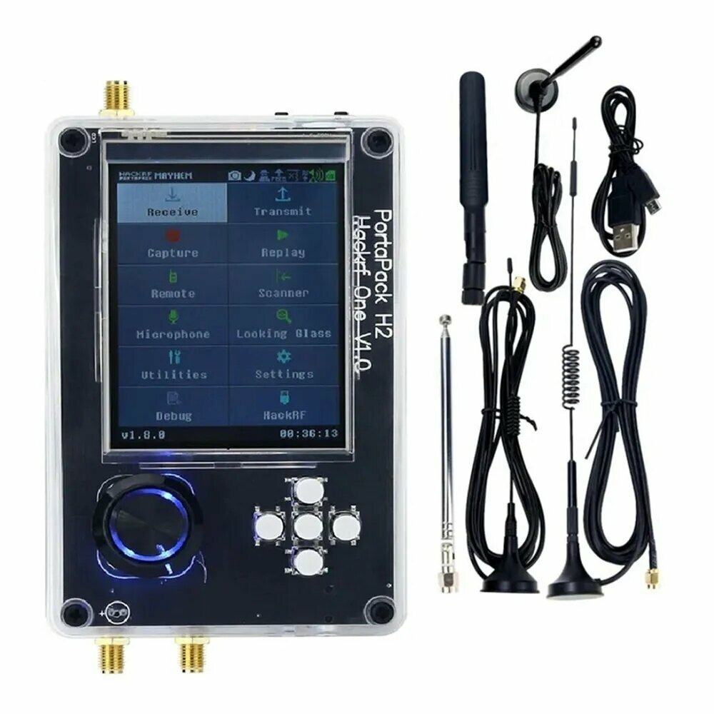 Для HackRF One R9 V1.8. X + Обновлено для PortaPack H2 3,2-дюймовый ЖК-радио SDR корпус в сборе антенна USB-кабель