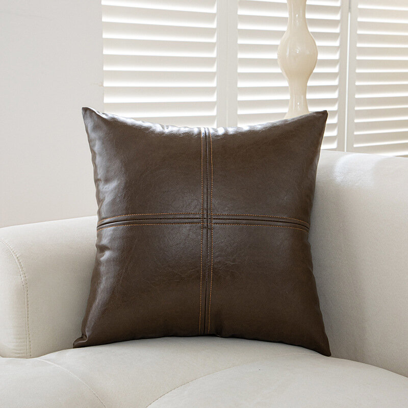Простая высококачественная кожаная подушка для дивана, легкая роскошь для гостиной и офиса, поддержка поясницы, кожаная подушка, квадратная подушка