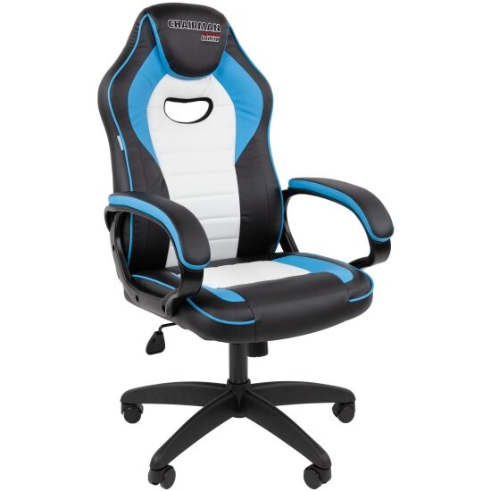 Кресло геймерское Chairman Game 16 Россия экокожа черный/голубой/белый