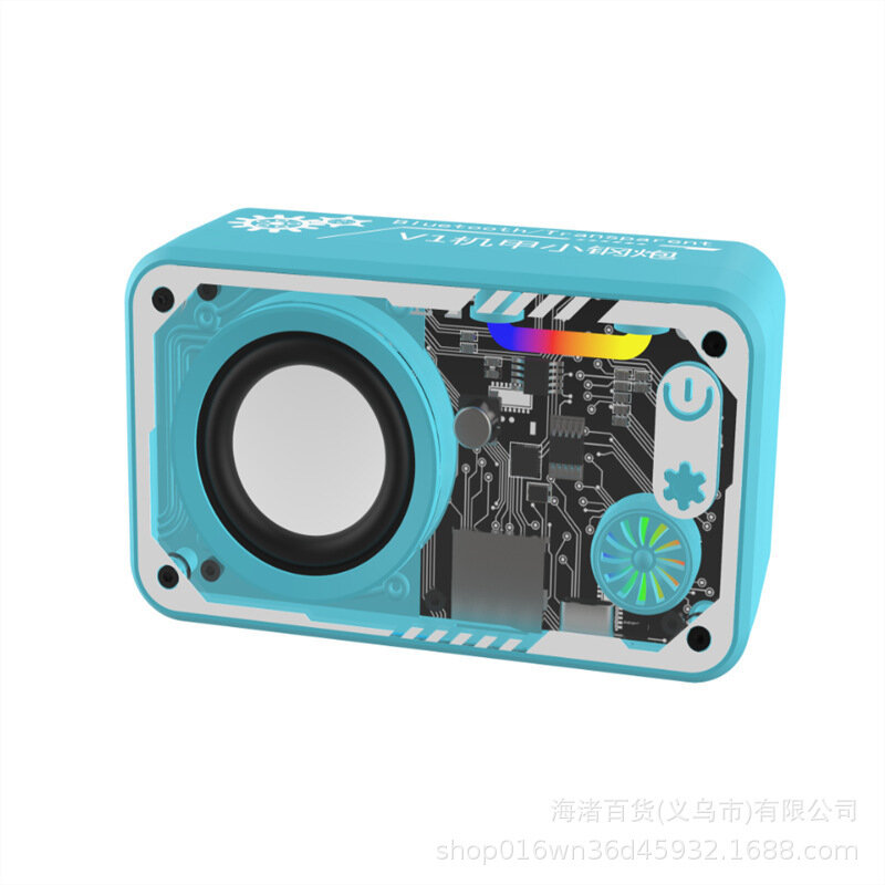 Портативный беспроводной динамик с бас-усилением и RGB-подсветкой, V1 синий, встроенная батарея