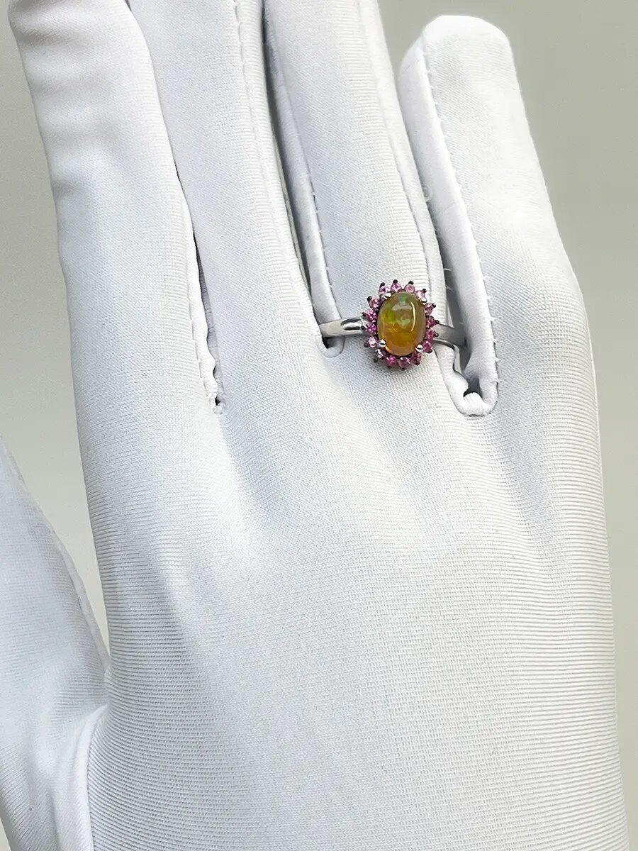 Кольцо, серебро, 925 проба, опал, сапфир