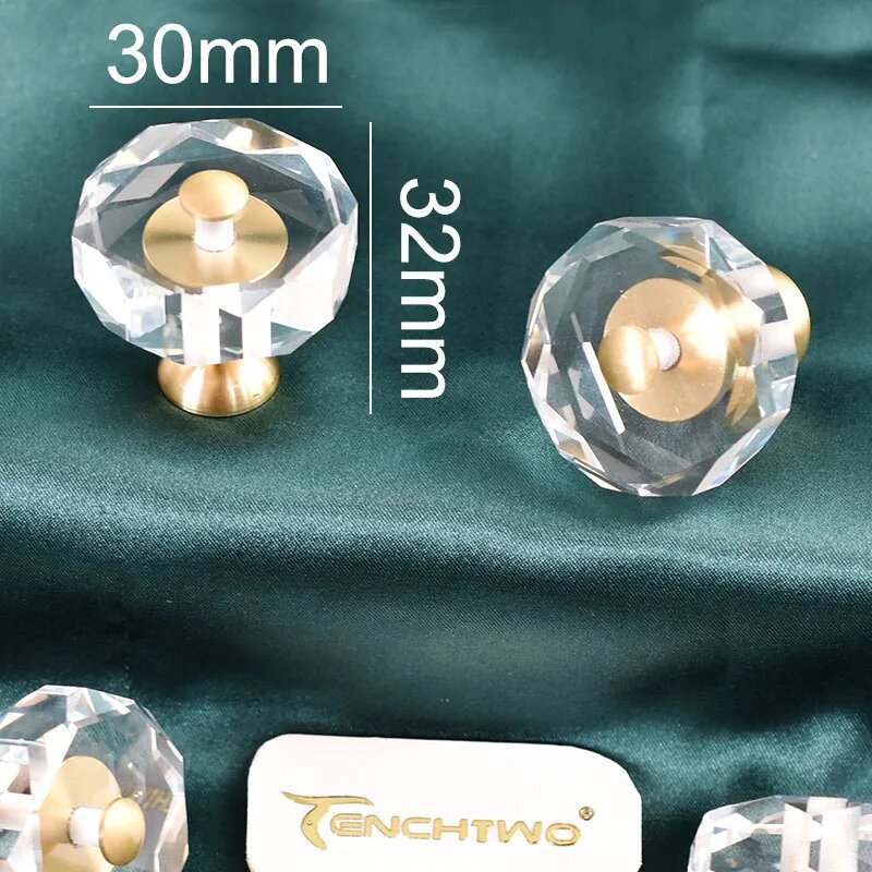 Хрустальные ручки для мебели Tenchtwo F32mm-30mm1PCS