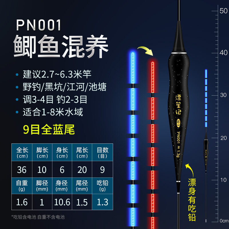 Ветроустойчивый, противоскользящий, светящийся поплавок с индикатором поклевки, меняющим цвет, с полностью синим холодным светом на хвосте, электронный поплавок для дневной и ночной рыбалки, подходит для дикой ловли карася.