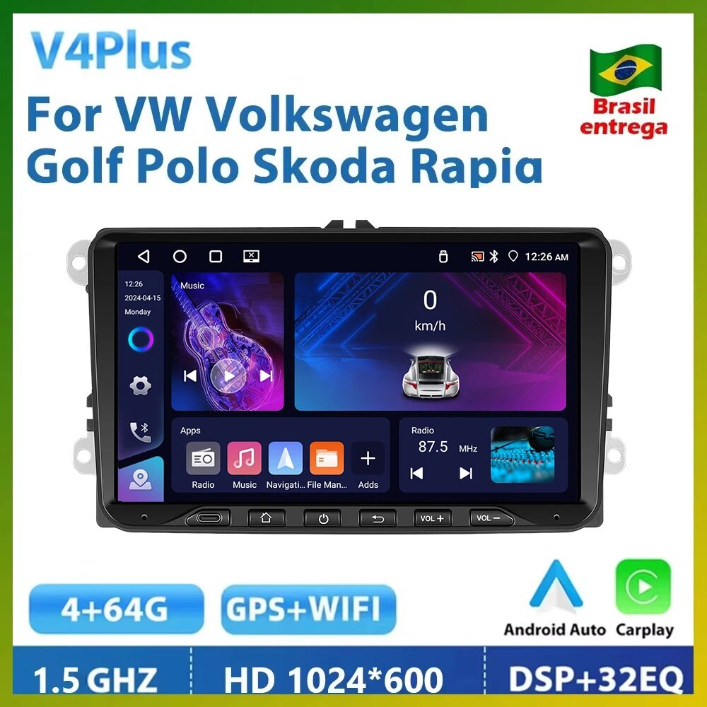 Podofo Android 11 для VW Volkswagen Golf Polo Skoda Rapid Octavia Radio Tiguan 4G 64G 9in type-c