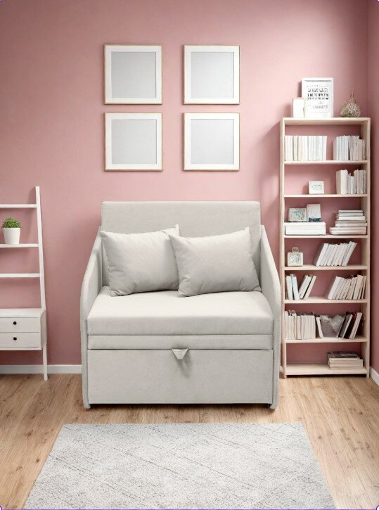 Диван детский выкатной малыш бежевый со спальным местом 1800*750