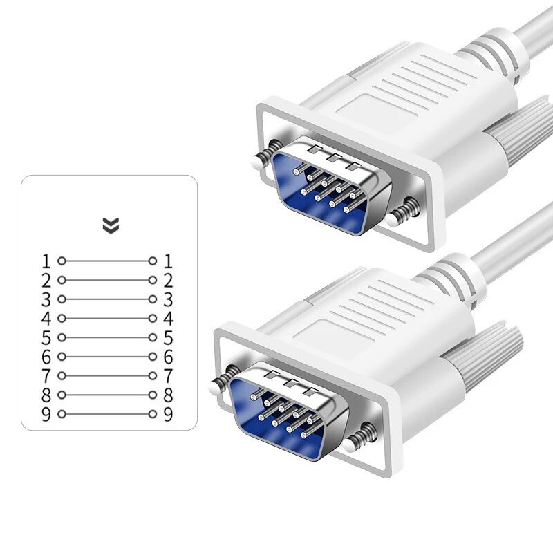 Промышленный кабель RS232 DB9 9-контактный 1.5м 3м 5м 10м Белый, 3m, male to male