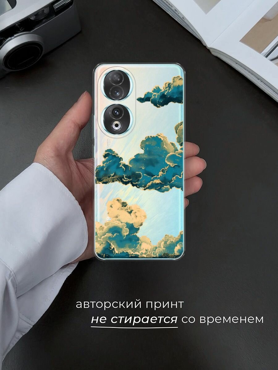 Чехол на Honor 90 / Хонор 90 с принтом Звездное небо и облака, прозрачный — фото 1