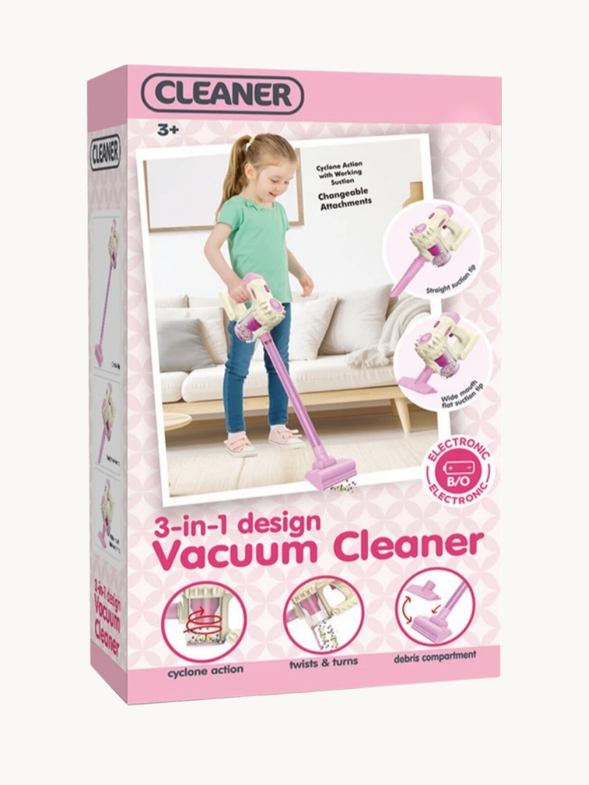 Детский вертикальный пылесос WiMi, игровой набор для уборки, с насадками розовый