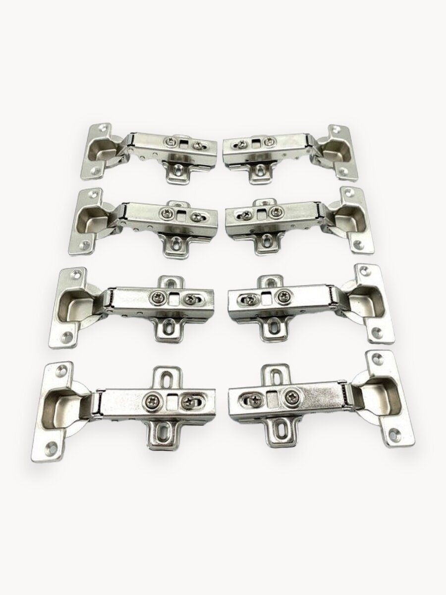 Петля мебельная с доводчиком четырехшарнирная накладная полного открывания d35мм. Комплект 8 шт.