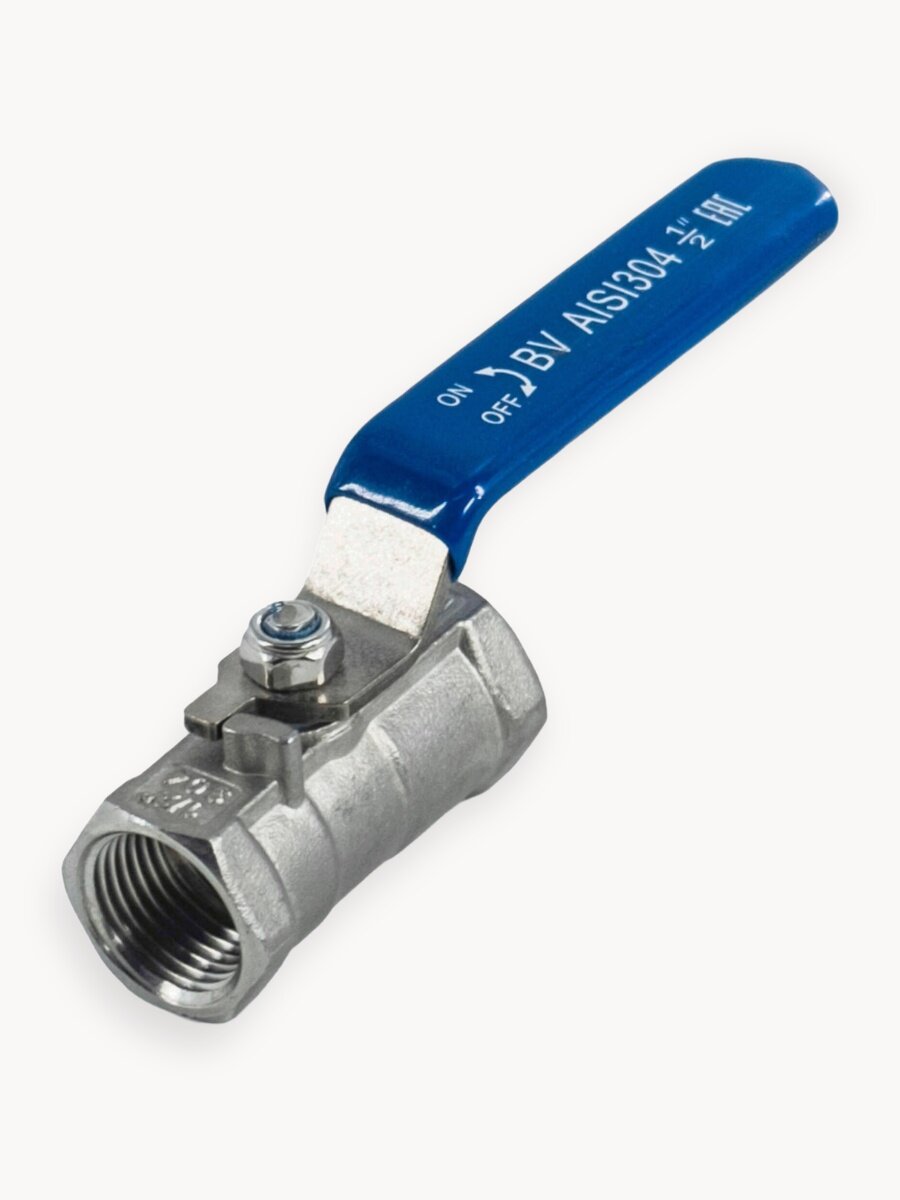 Newkey Кран шаровый стальной муфтовый стандартнопроходной нержавеющий (1PC), AISI304 DN ДУ 15 (1/2" дюйма), (CF8), PN64