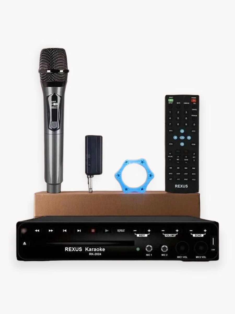REXUS SOLO - комплект караоке для дома, 1 ручной радиомикрофон, HDMI, USB, Оценка Пения