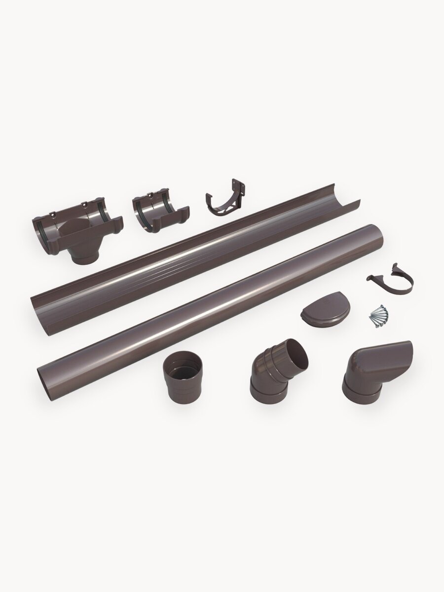 Комплект водосточной системы Технониколь оптима 120/80 мм, для скатной кровли, 6 м, темно-коричневый, 110738 / водосток для крыши дома