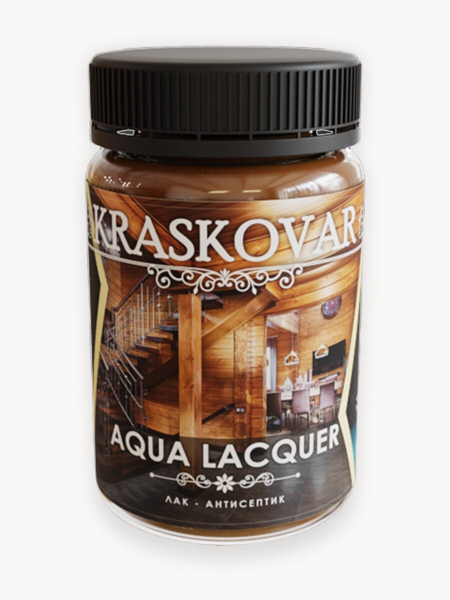 Kraskovar Лак-антисептик полуматовый Aqua Lacquer для дерева и камня, орегон 150мл