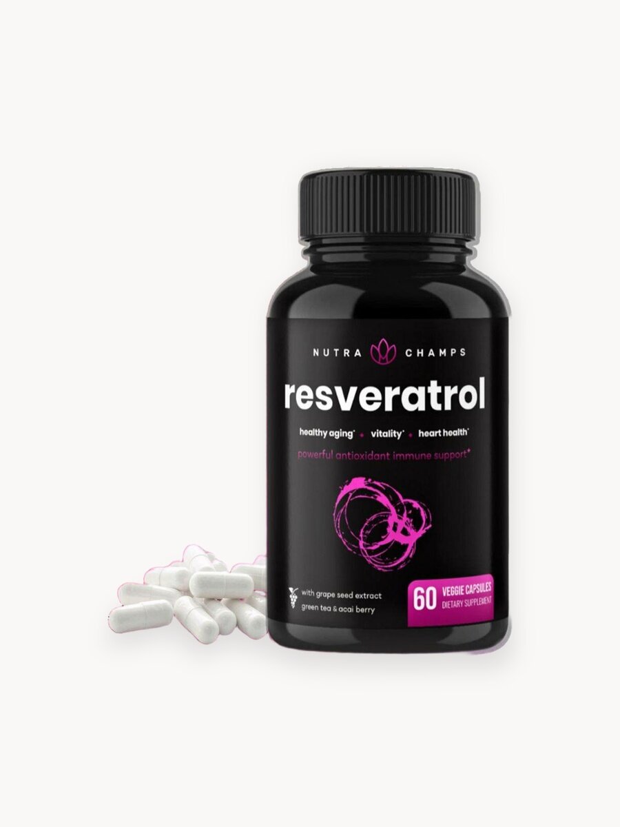 Нутра Чампс "Ресвератрол", для кожи, волос и ногтей, 1200мг, 30 шт