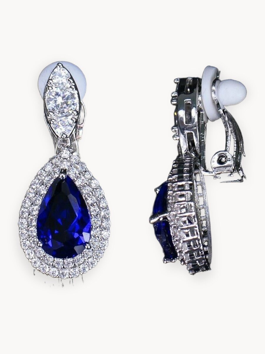 Серьги с подвесками, клипсы, фианит