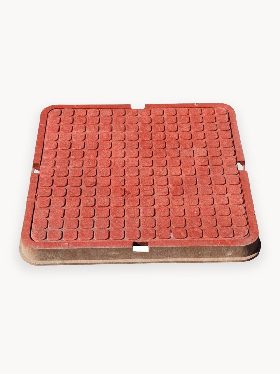 Люк для колодца полимер-композитный, квадратный С 530х530 мм, красный