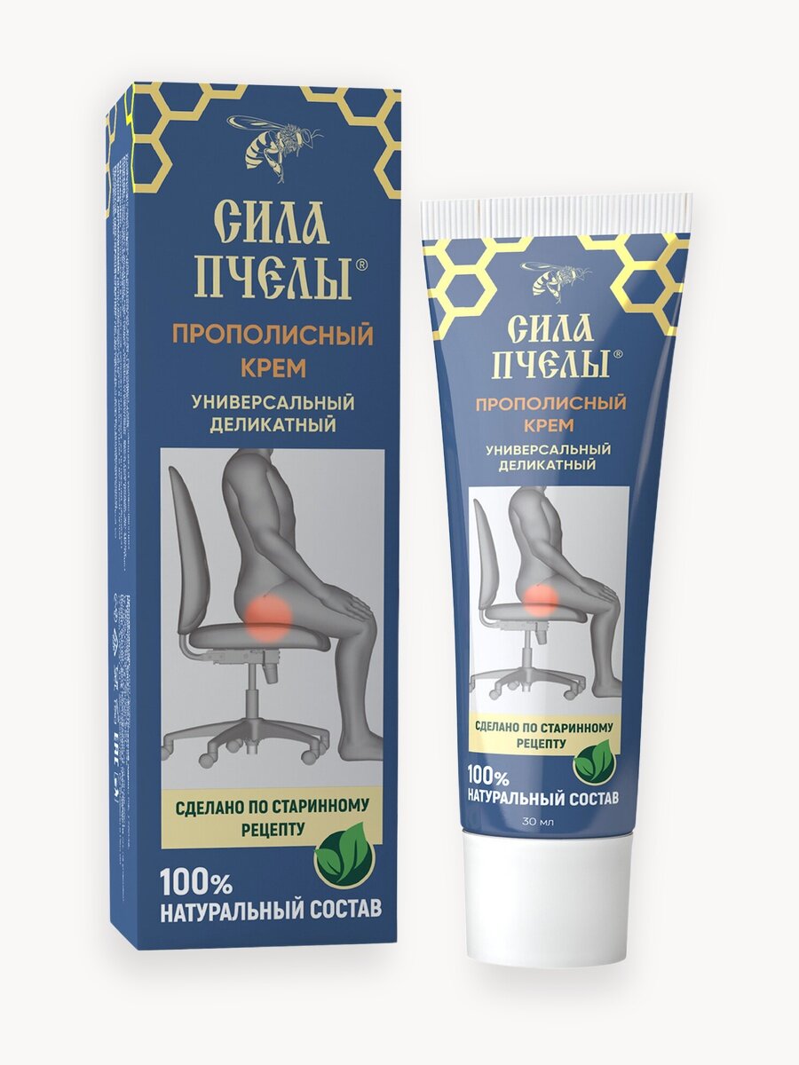 Сила пчелы Крем прополисный интимный против геморроя, зуда, трещин, 2шт