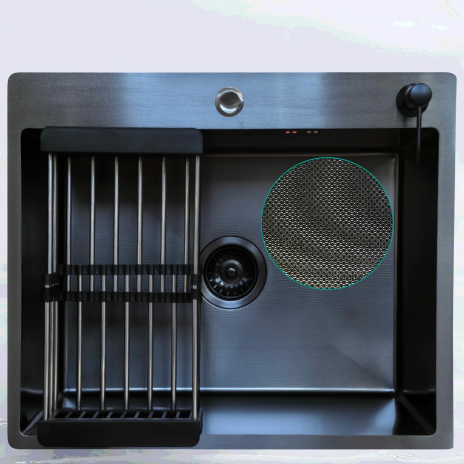 Мойка для кухни VERMON 6050 зерно графит, в подарок дозатор, каландр, сифон, гофра