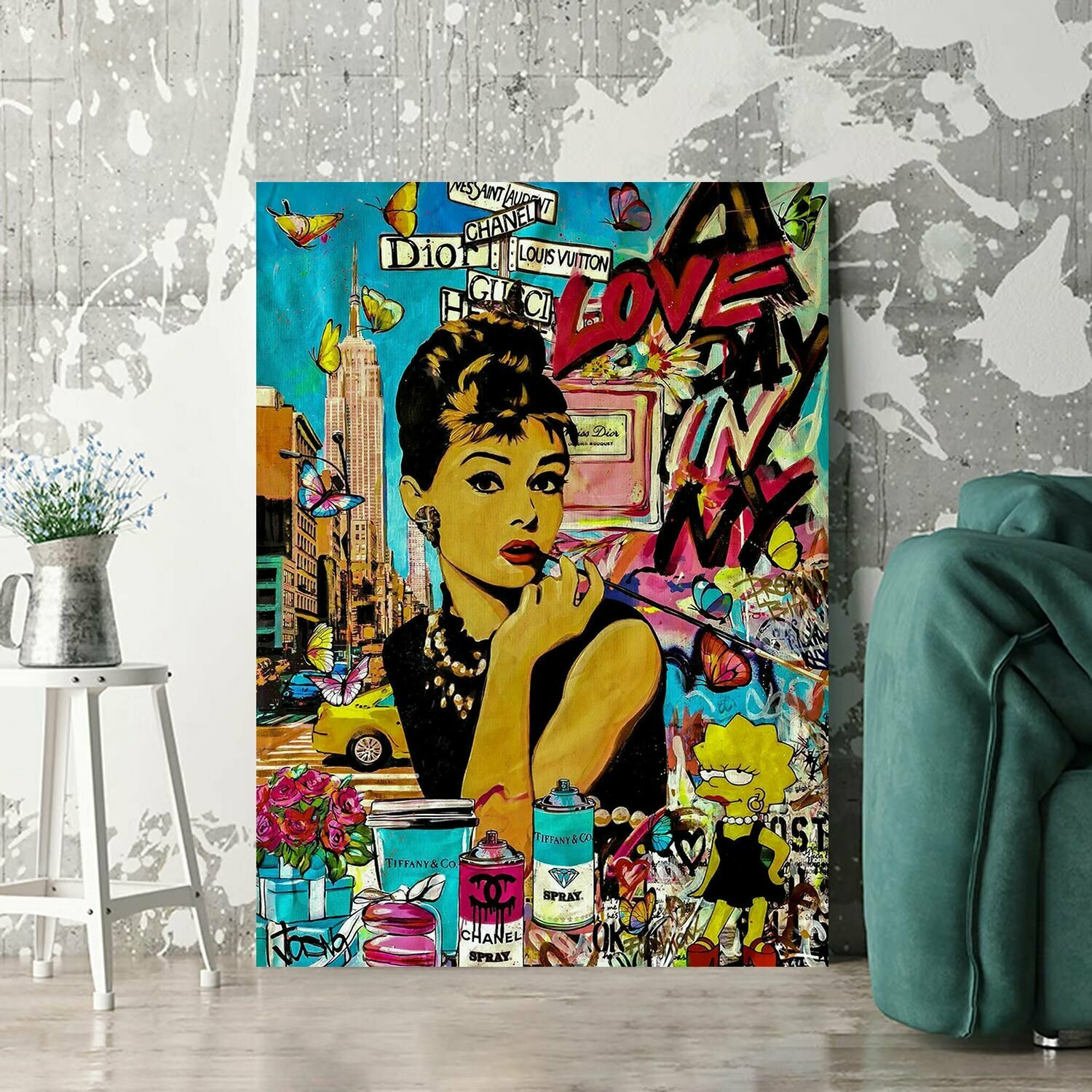 Картина на холсте «Audrey Hepburn Breakfast at Tiffany's», камерный формат 30×40 см