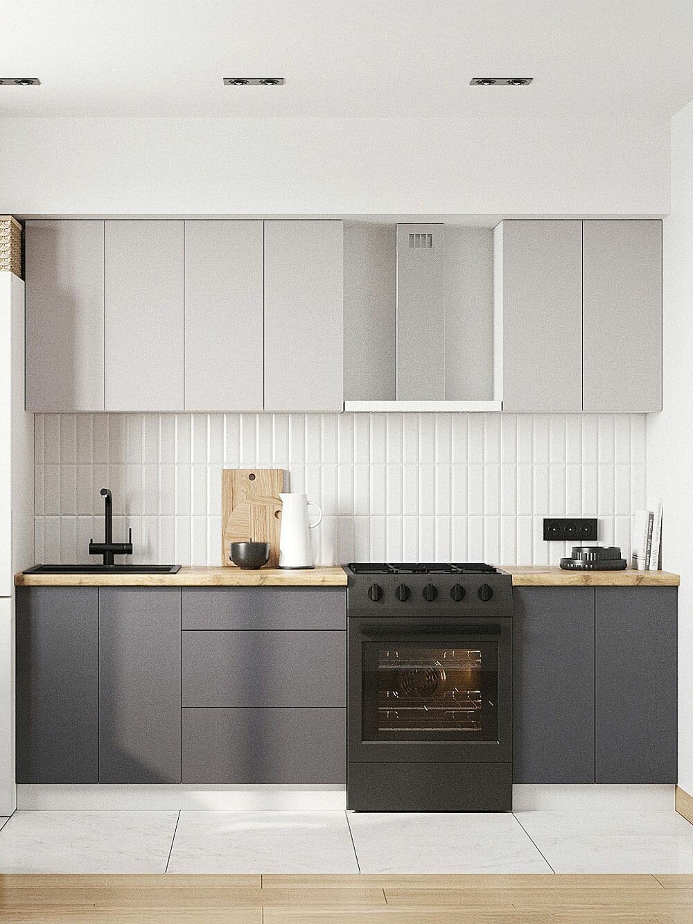 Кухонный гарнитур Тандем 1.8 м, мебель для дома и кухни, Белый / Нео / Графит