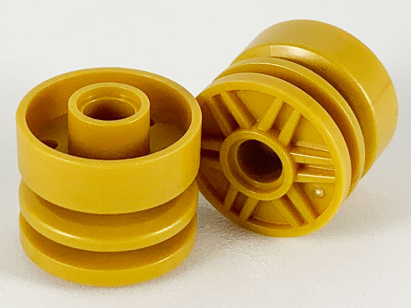 Wheel 18mm D. x 14mm with Pin Hole, Fake Bolts and Shallow Spokes, 55981 Pearl Gold U